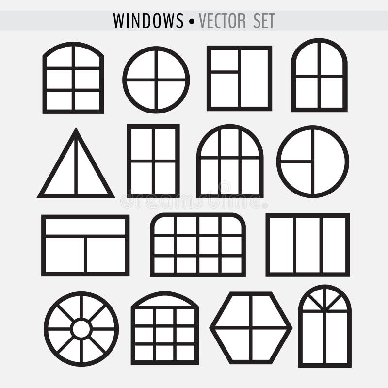 Simple Windows of Different Shape Stock Vector - Illustration of indoor ...
