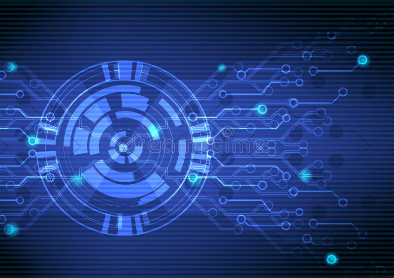 Abstract Blue Technology Background.Vector Circle and Electricity Line ...