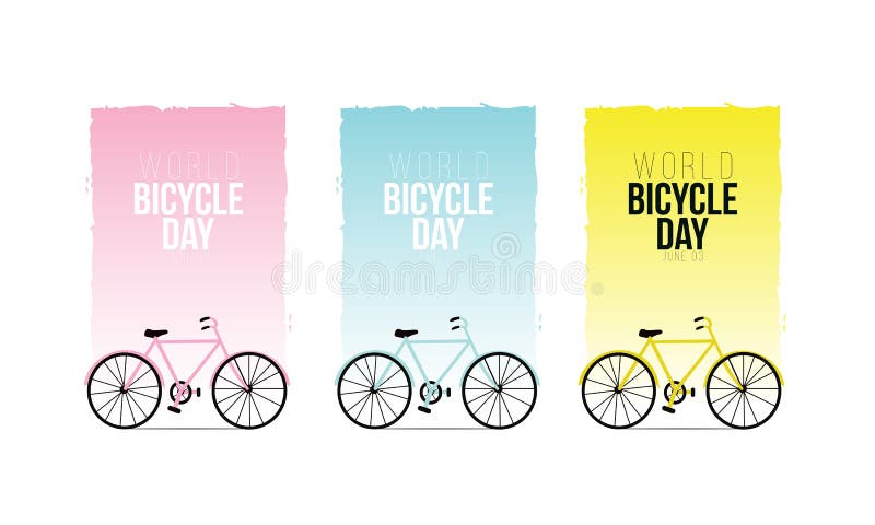 World Bicycle Day Vector Template. Design for Banner, Greeting Cards or ...