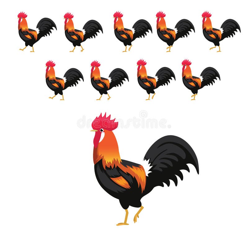Rooster Side Walking Cartoon Seamless Background Wallpaper-01 Stock ...