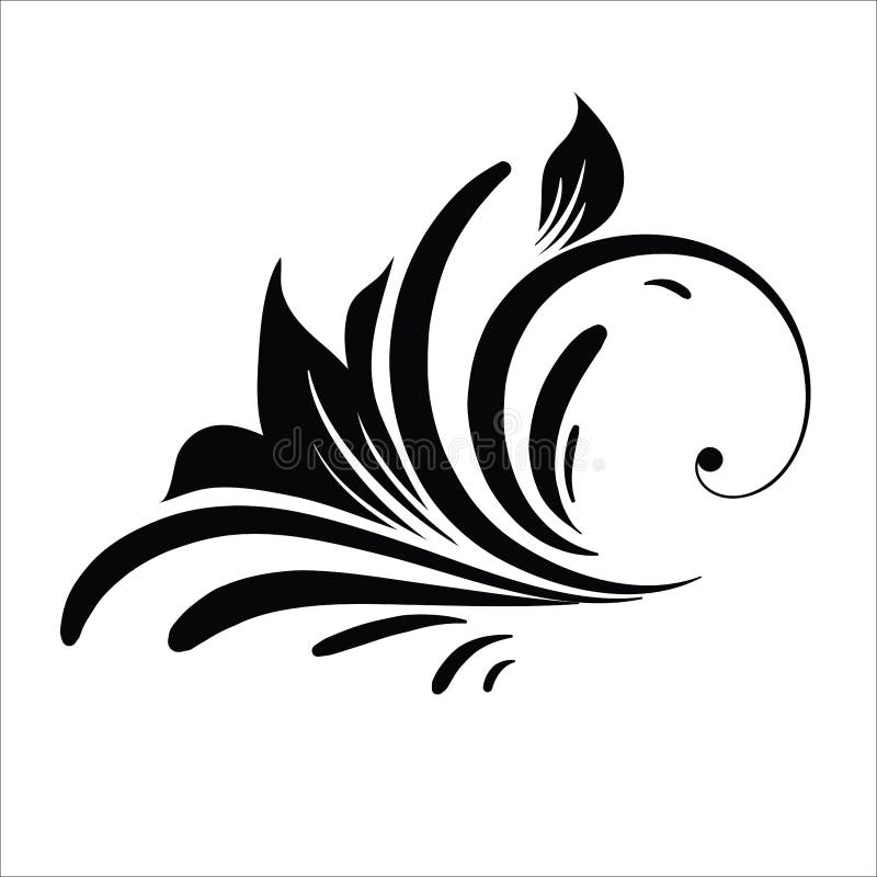 Vintage Flower Design Elements. Black Curly Branches Shapes Isolated on ...