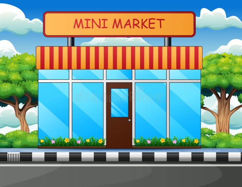 Mini Market Building Outdoors on the Roadside Stock Vector ...