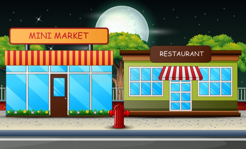 Mini Market Building Outdoors on the Roadside Stock Vector ...