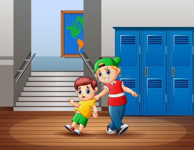 Illustration Naughty Boy Disturb a Child and Scares Him Stock Vector ...