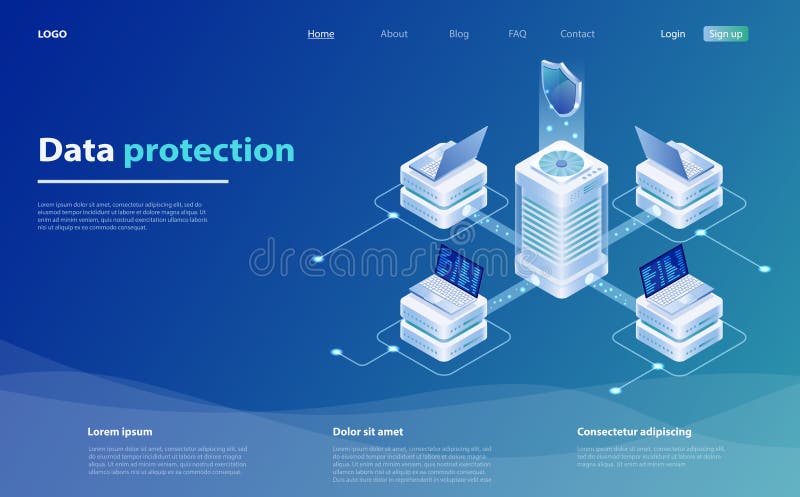 Data Protection Vector Illustration with Laptop and Shield. Stock ...