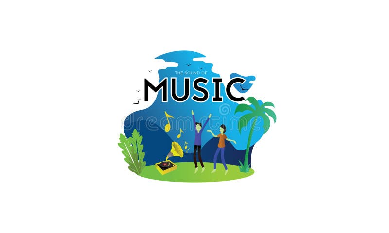Enjoy the Music Flat Design Illustration Stock Vector - Illustration of ...