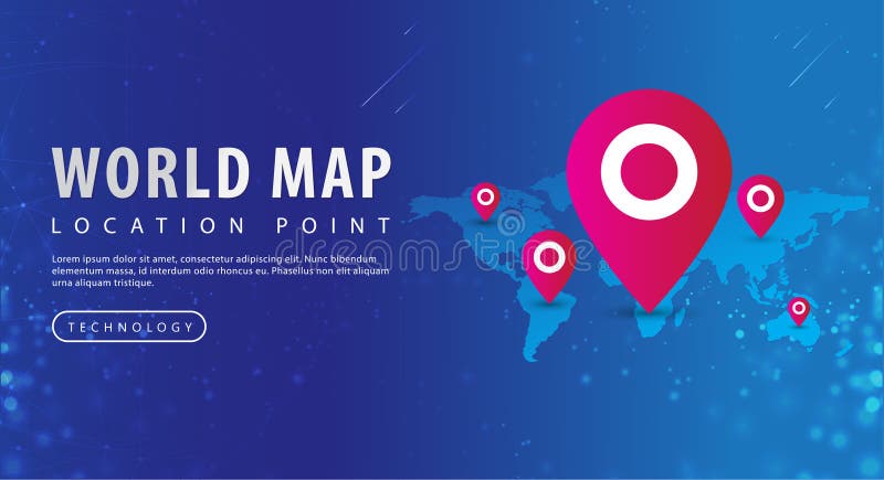 Map, World Map and Red Pinpoint on Location Point Stock Vector ...