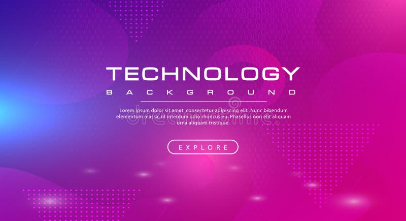 Technology Banner Pink Purple Background Concept with Light Effects ...