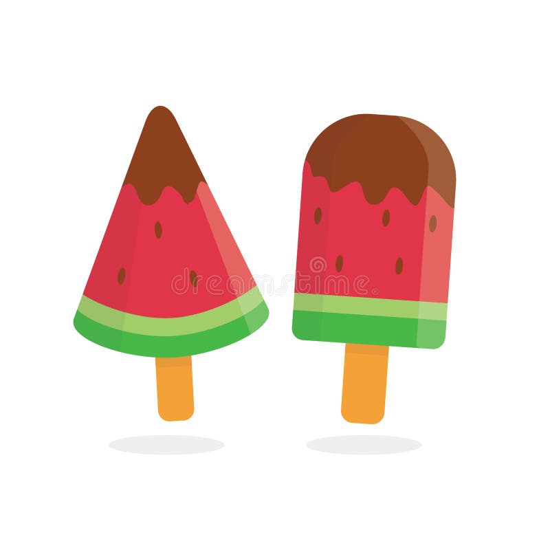 Ice Cream with Watermelon Shape Vector Illustration Stock Illustration ...