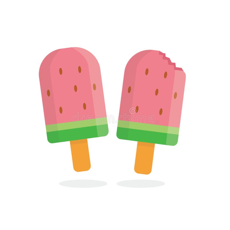 Ice Cream with Watermelon Shape Vector Illustration Stock Illustration ...
