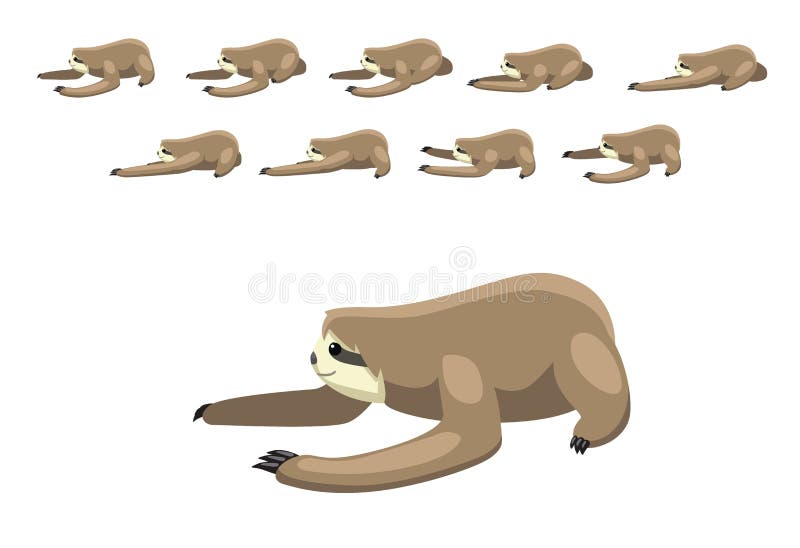 Sloth Crawling Animation Sequence Cartoon Vector Stock Vector ...