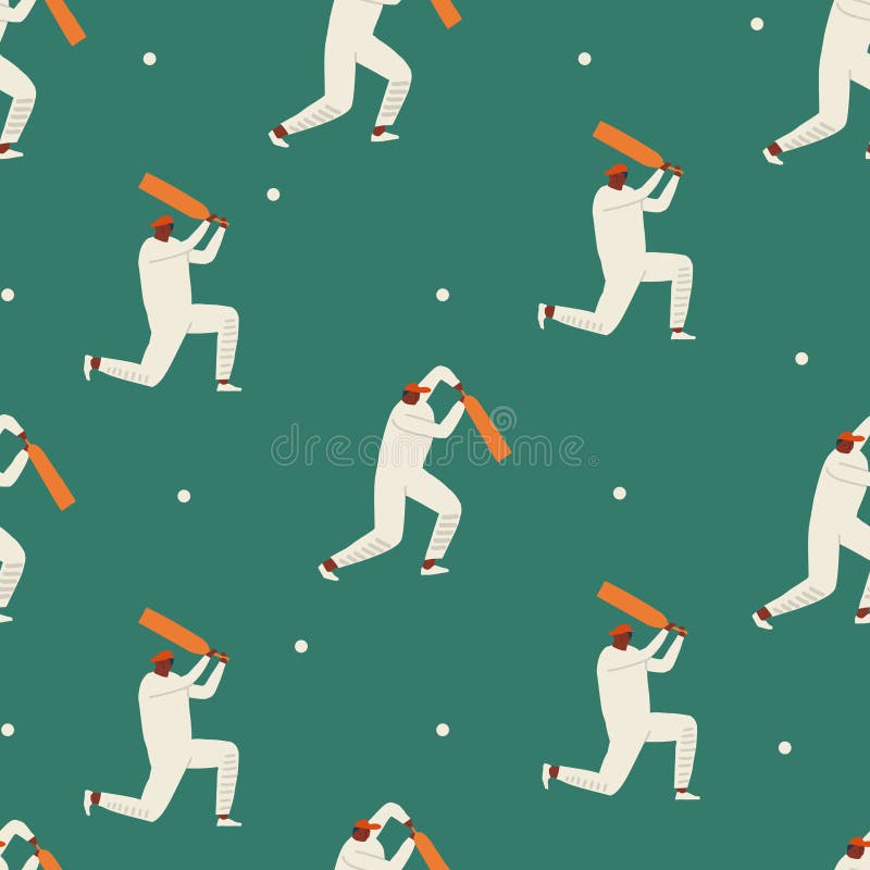 Cricket Players Playing the Game on the Stadium. Funky Sport Cartoon ...