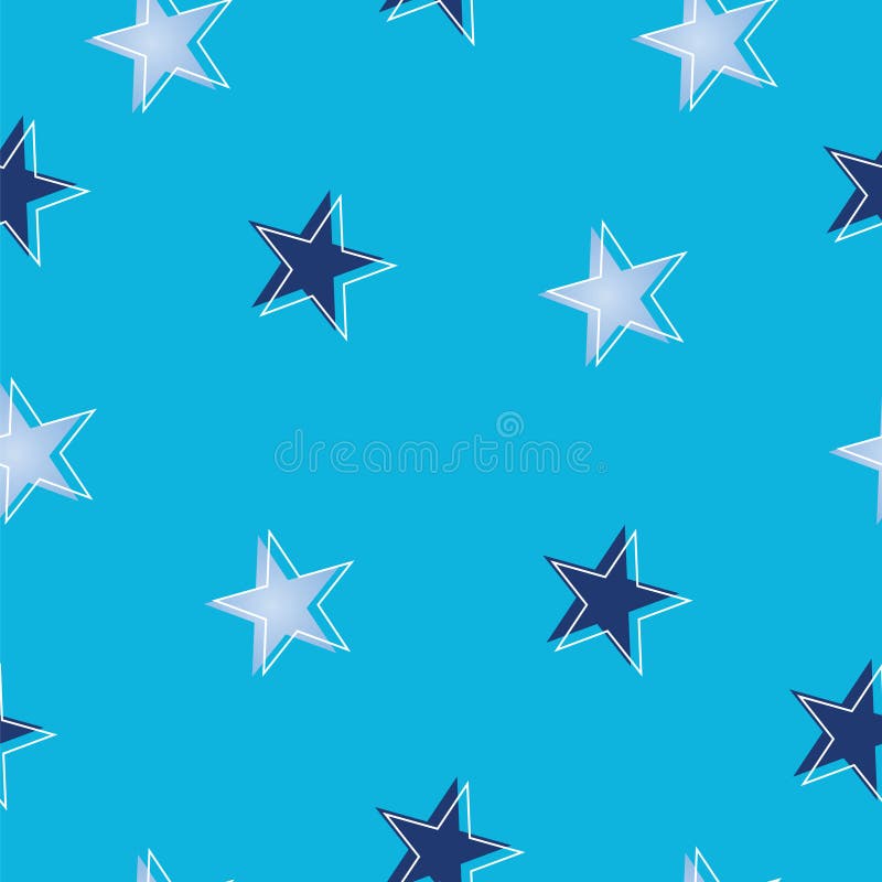 Seamless Pattern with Stars in Blue Colors Stock Vector - Illustration ...