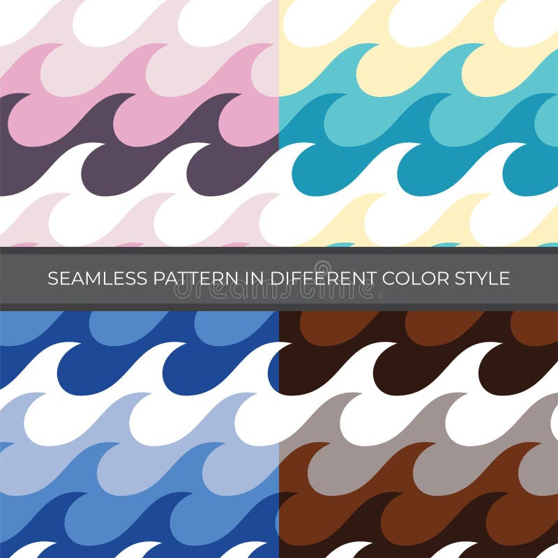 Set of Abstract Vector Seamless Pattern with Four Color Style. Color ...