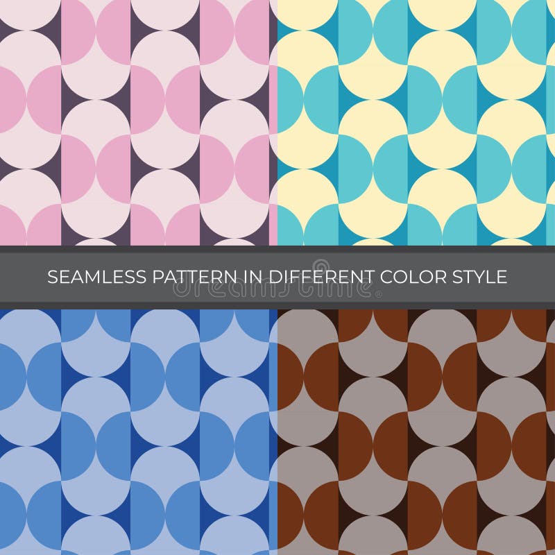 Set of Abstract Vector Seamless Pattern with Four Color Style. Color ...