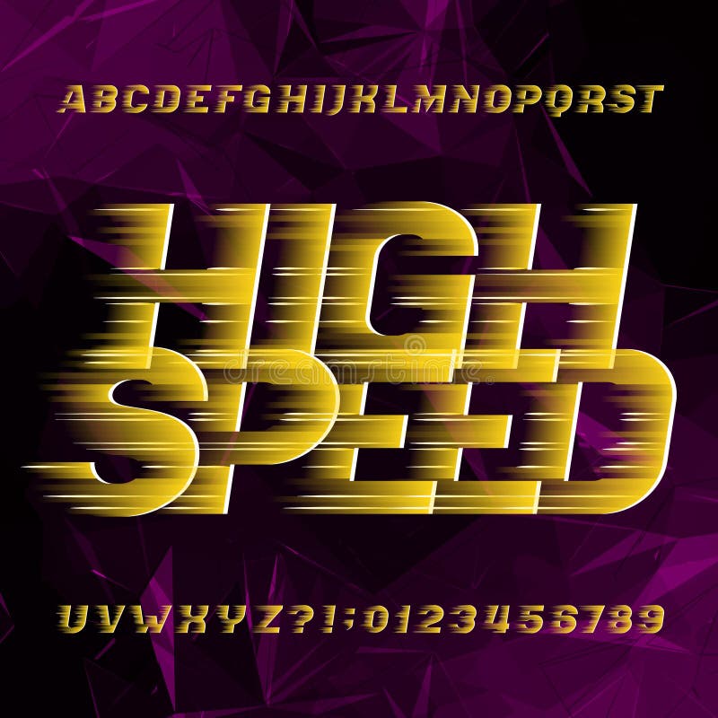 Wind Alphabet Vector Font. Oblique Type Letters And Numbers. Stock ...