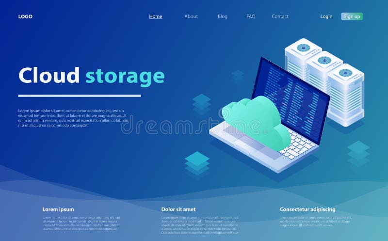 Concepts Cloud Storage. Cloud Computing or Storage Isometric Vector Illustration. Online ...