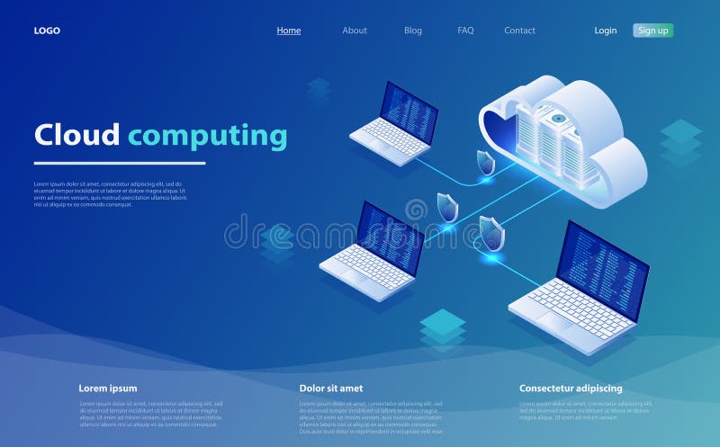Big Data Flow Processing Data Protection Concept. Cloud Database, Web Hosting Server Room ...