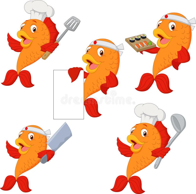 Fish chef cartoon stock vector. Illustration of culinary - 31344836