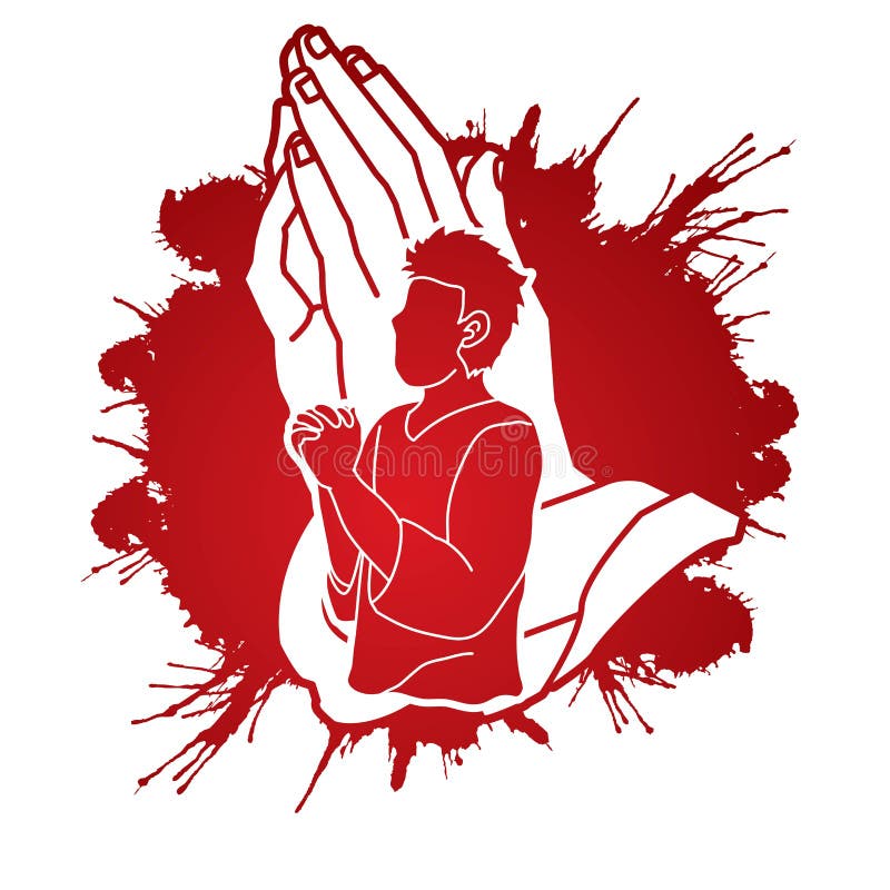 Man Praying To God ,Prayer Cartoon Graphic Stock Vector - Illustration ...