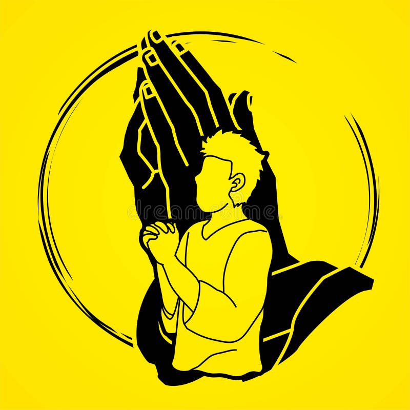 Man Praying To God ,Prayer Cartoon Graphic Stock Vector - Illustration ...