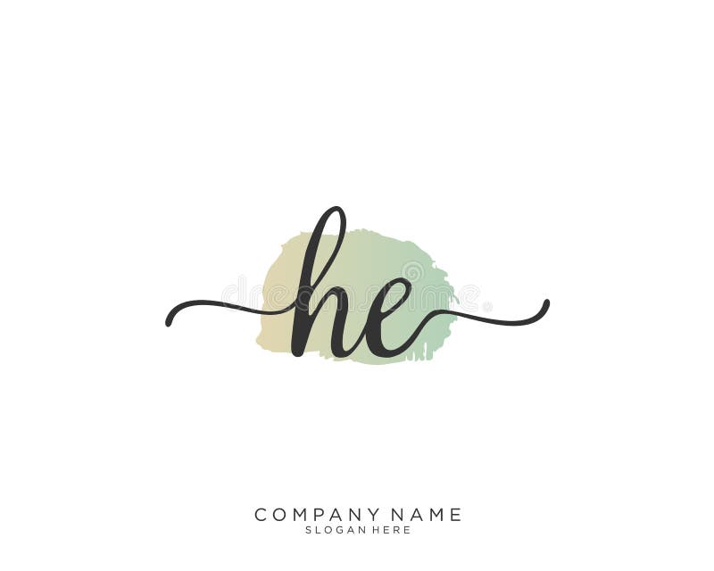 He Initial Handwriting Logo Concept Stock Vector - Illustration of ...