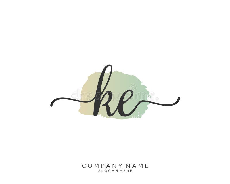 KE Initial Handwriting Logo Concept Stock Illustration - Illustration ...