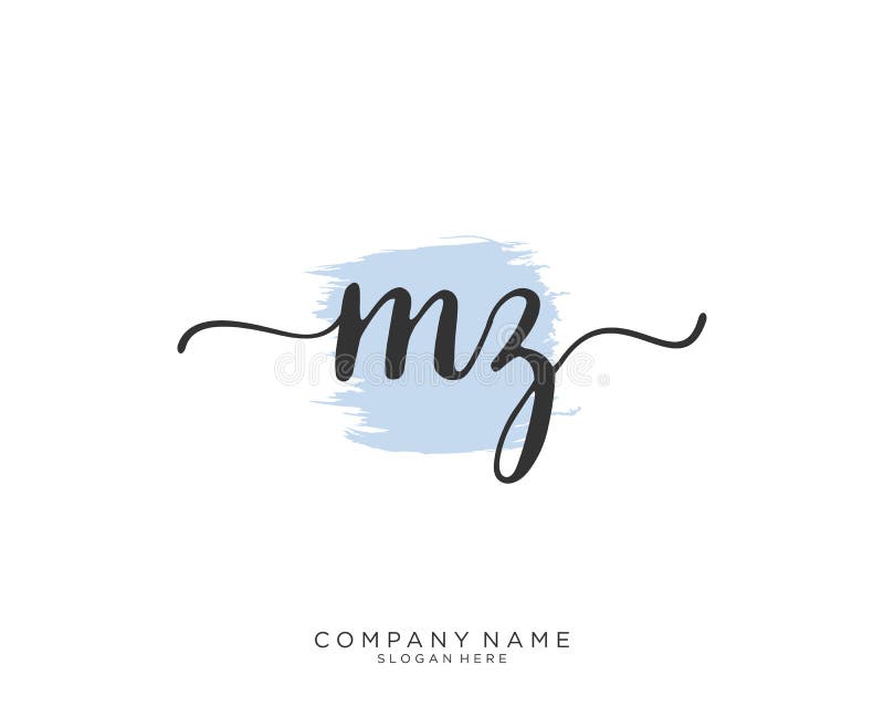 MZ Initial Handwriting Logo Concept Stock Vector - Illustration of ...