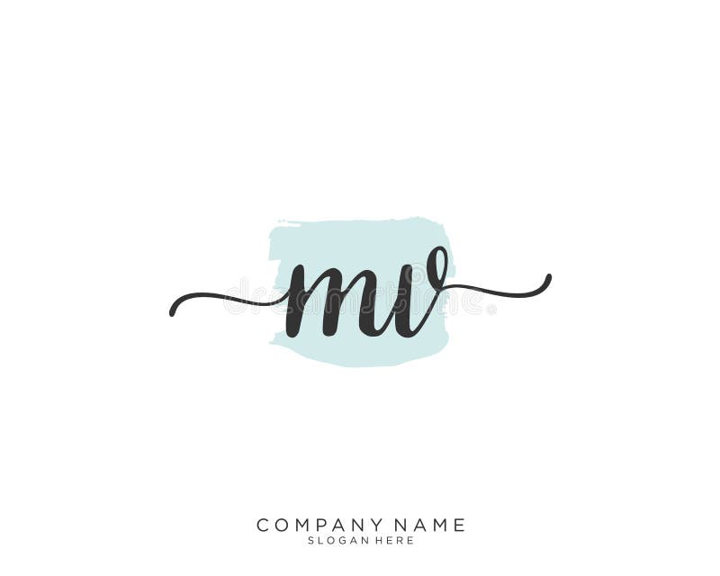MV Initial Handwriting Logo Concept Stock Illustration - Illustration ...