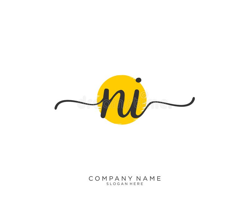 NI Initial Handwriting Logo Template Stock Vector - Illustration of ...