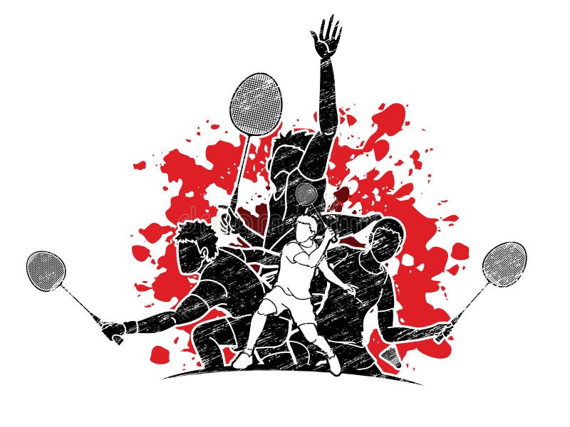Badminton Player Action Cartoon Graphic Stock Vector - Illustration of ...