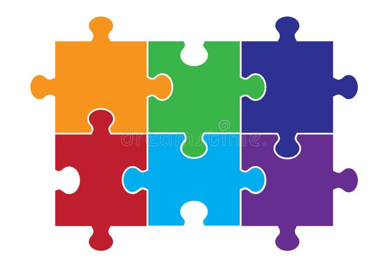 Six Part Puzzle Image stock vector. Illustration of presentation ...