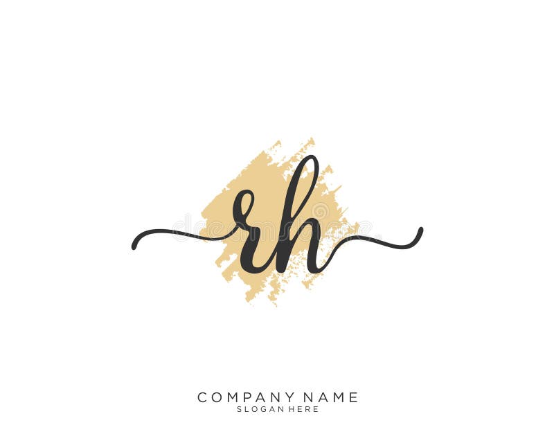 RH Initial Handwriting Logo Concept Stock Illustration - Illustration ...