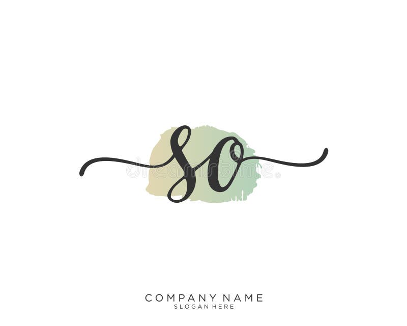 So Initial Handwriting Logo Concept Stock Illustration - Illustration ...