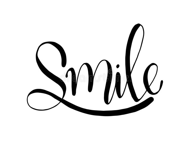 Smile - Hand Sketched Lettering Typography. Hand Drawn Smile Lettering ...