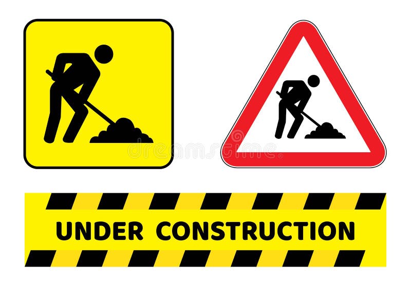 Under Construction Sign Collection. Stock Vector - Illustration of ...