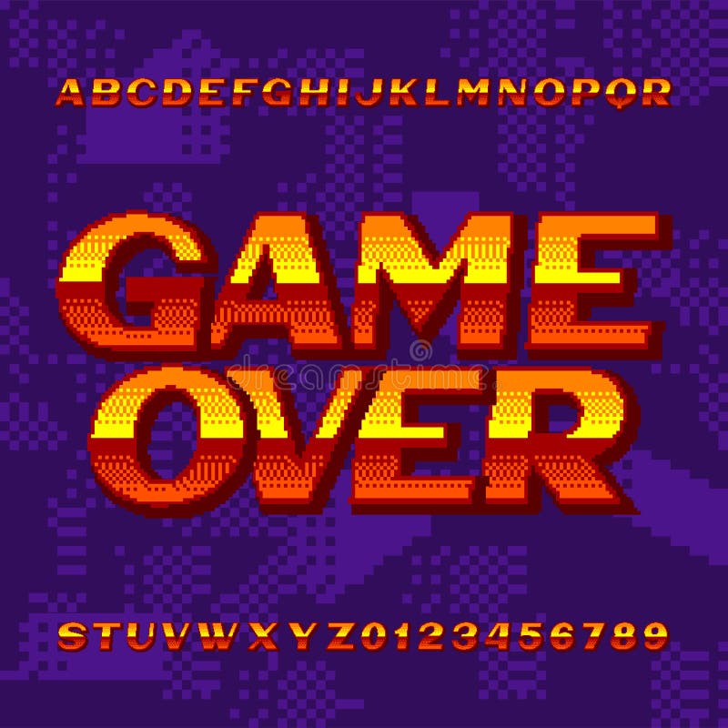 Game Over Alphabet Font. Eighties Style Pixel Letters, Numbers and ... Game Over Alphabet Font. Eighties Style Pixel Letters, Numbers and ...