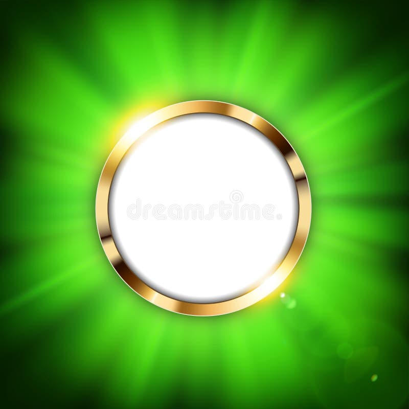 Metallic Gold Ring with Text Space and Green Light Illuminated Stock ...