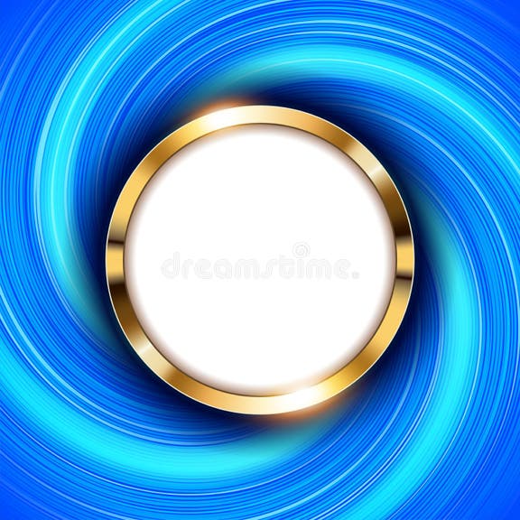 Metallic Gold Ring with Text Space and Swirl Blue Light Stock Vector ...