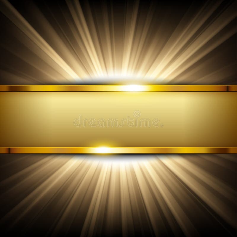 Metallic Gold Banner with Text Space on Gold Light Illuminated Stock ...