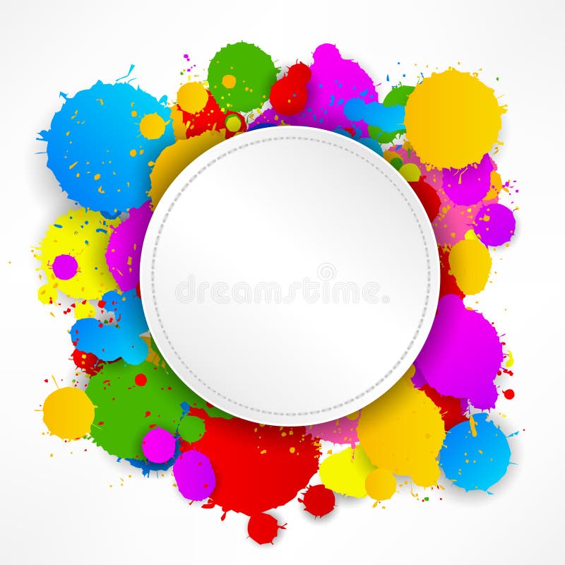 Round Stitching Paper on Colorful Splashes Background Stock Vector ...