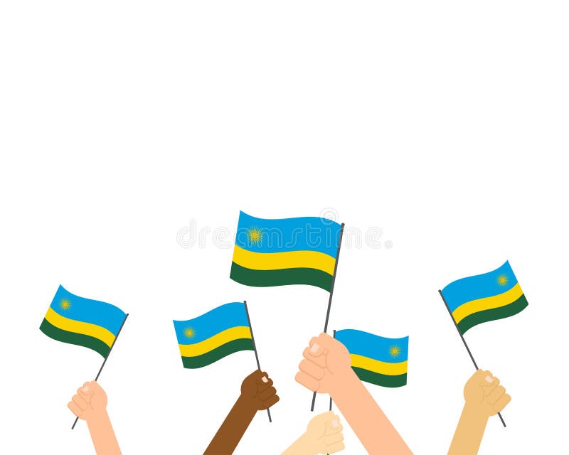 Vector Illustration of Hands Holding Rwanda Flags Stock Illustration ...