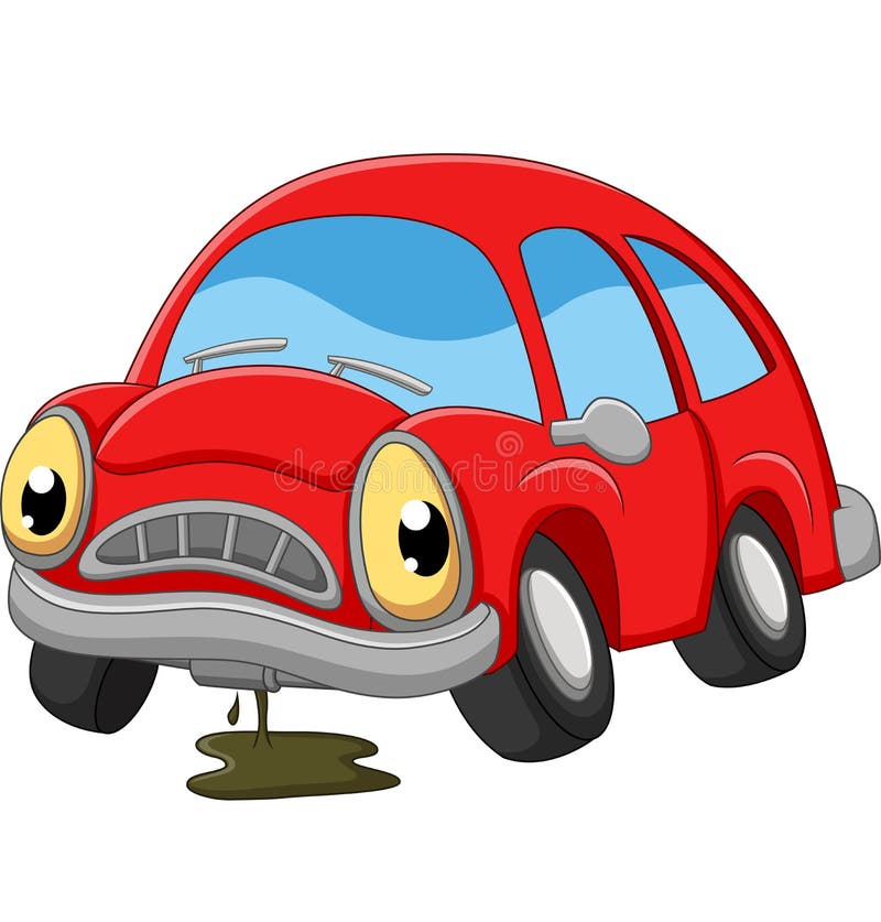 Cartoon Red Car Sad in Need of Repair Stock Vector - Illustration of ...
