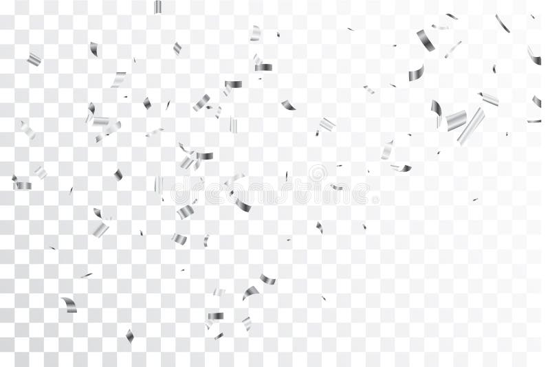 Beautiful Silver Confetti and Ribbon , Isolated on Transparent ...