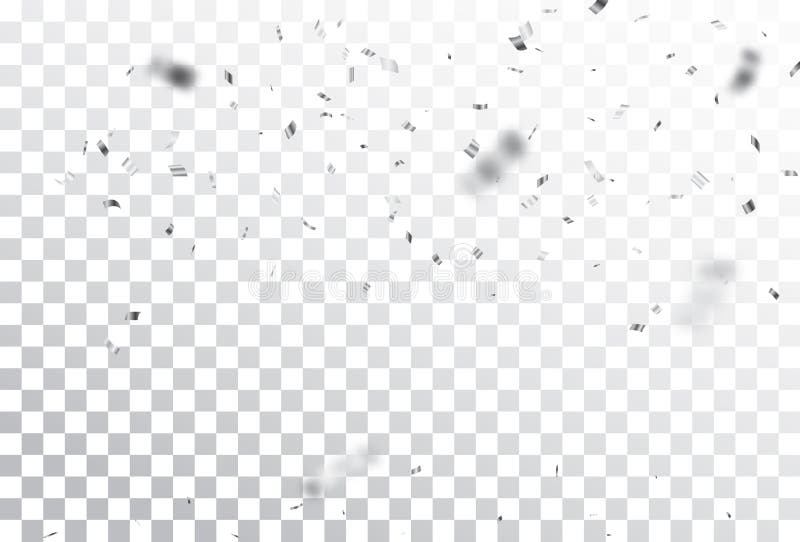 Beautiful Silver Confetti and Ribbon , Isolated on Transparent ...