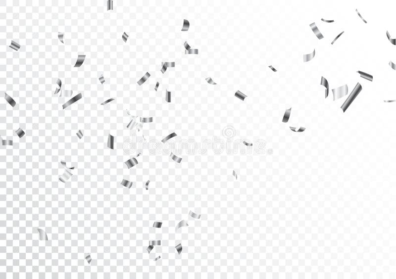 Beautiful Silver Confetti and Ribbon , Isolated on Transparent ...