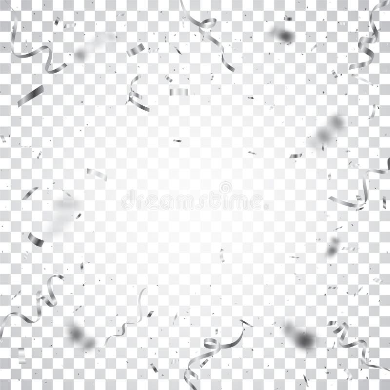 Beautiful Silver Confetti and Ribbon , Isolated on Transparent ...