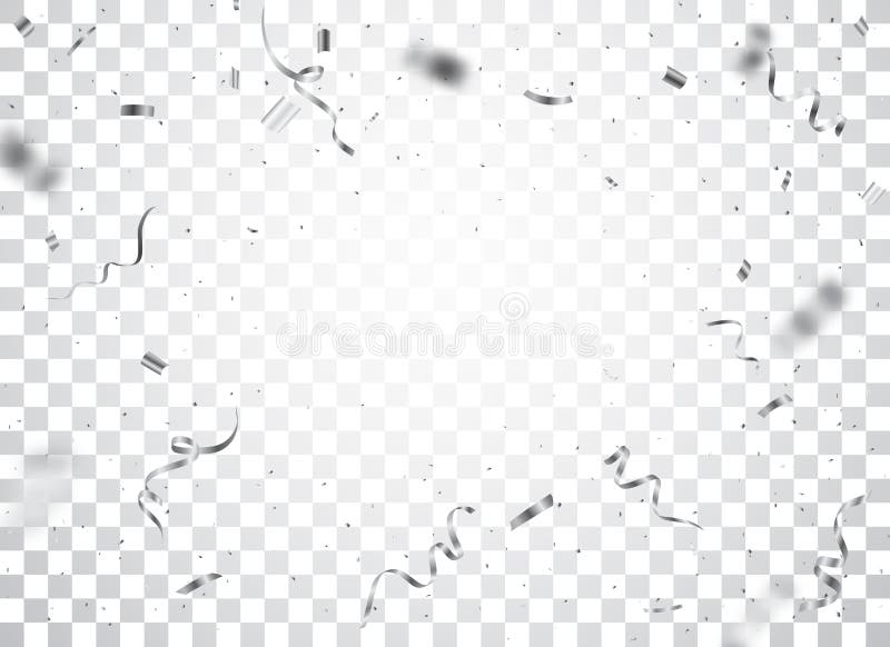 Beautiful Silver Confetti and Ribbon , Isolated on Transparent ...