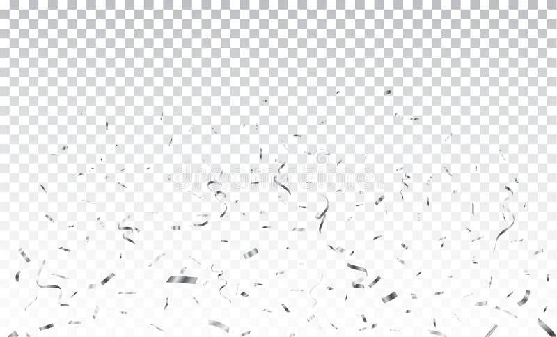 Beautiful Silver Confetti and Ribbon , Isolated on Transparent ...