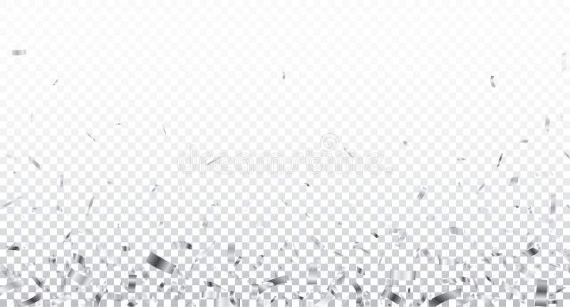 Beautiful Silver Confetti and Ribbon , Isolated on Transparent ...